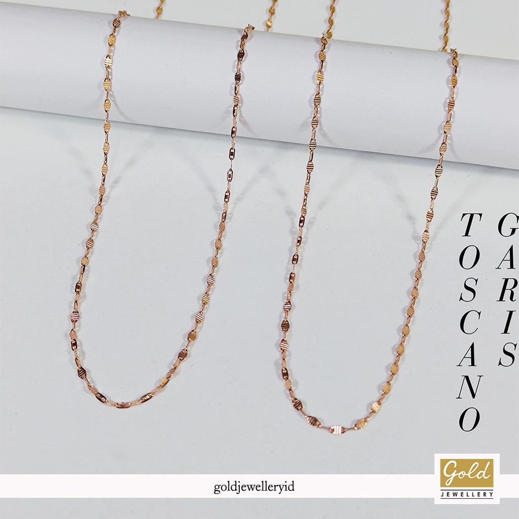 Jual Kalung emas rose kadar 750 17k model toscano garis | Shopee Indonesia