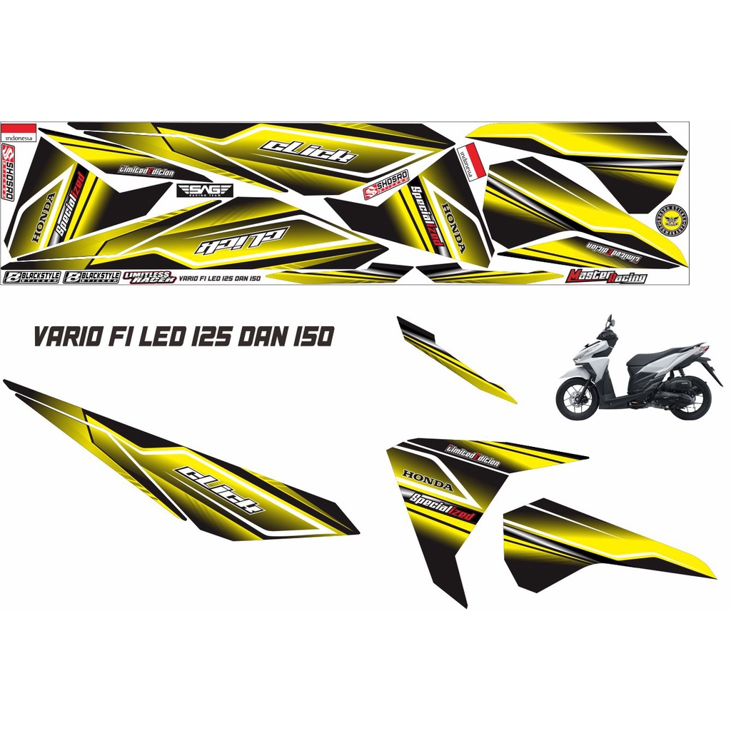 Jual DECAL KS MOTIF COD-STRIPING/STICKER VARIASI HONDA VARIO FI LED 125/150 MOTIF RACING SIMPLE ...