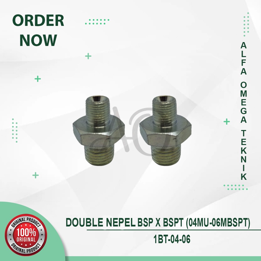 Jual ADAPTOR DOUBLE NEPEL SELANG HYDRAULIC BSP 1/4" x BSPT 3/8" 4MU ...