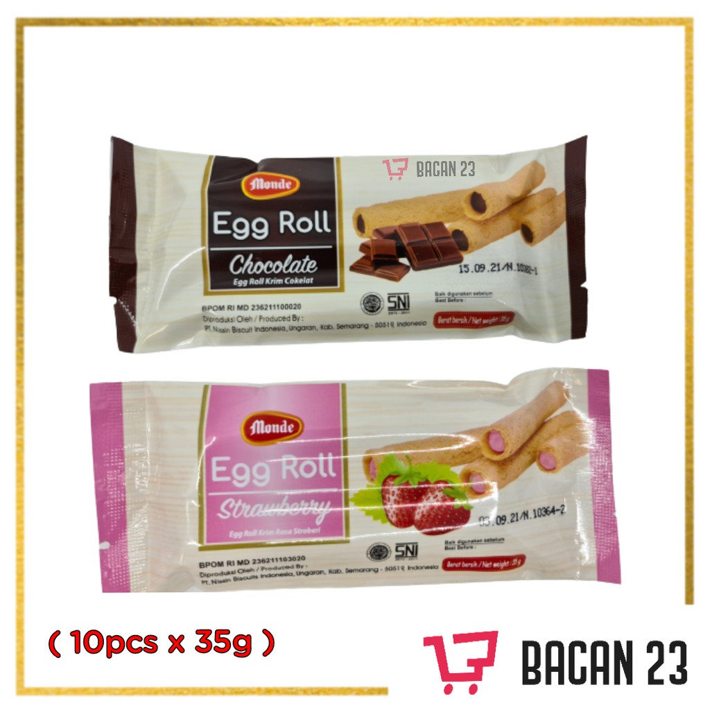 Jual Monde Egg Roll (10x35gr) - ( Strawberry - Cokelat ) / Wafer Rolls ...
