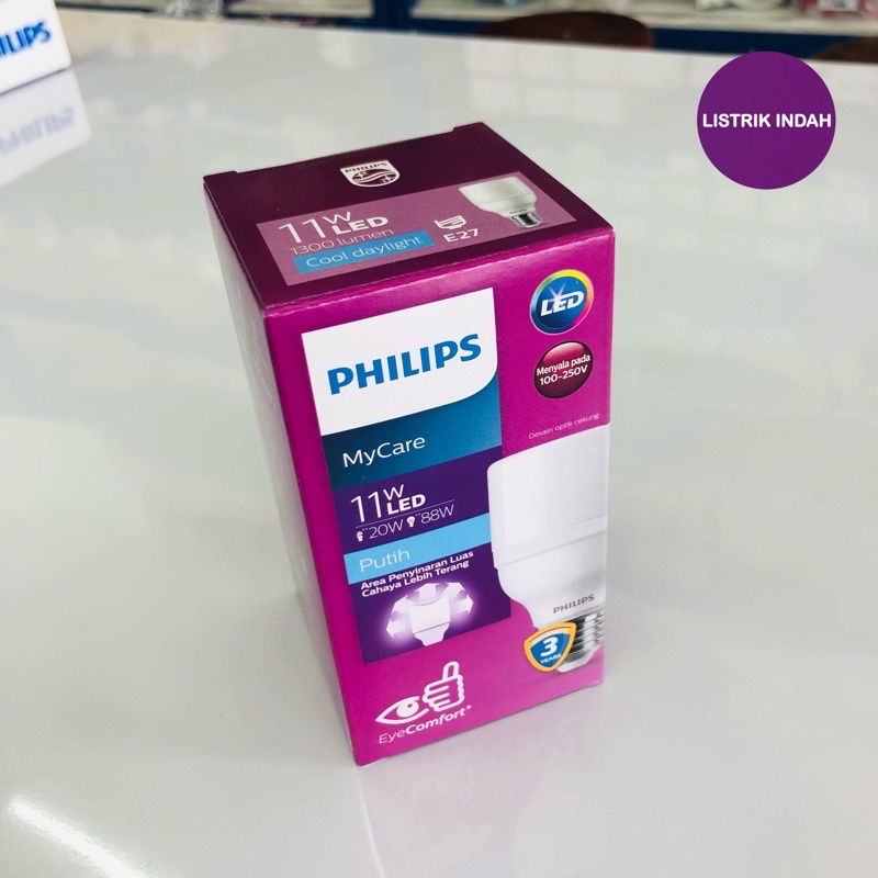 Jual LAMPU PHILIPS 11W MyCare LED BRIGHT E27 Cool Daylight 6500K / Warm White 3000K Garansi 2 ...
