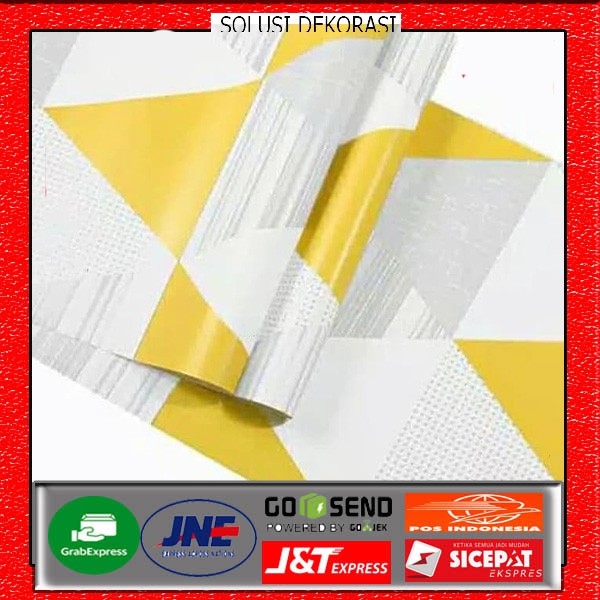 Jual wallstiker dinding 45 cm x 10 meter | motif segitiga kuning | solusi dekorasi | anti air ...