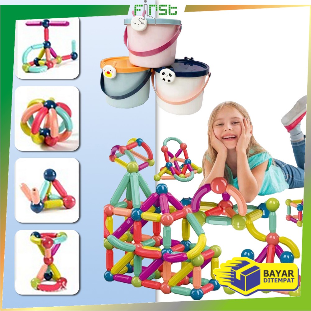 Jual FH-M211 Mainan Kreatifitas Anak Magnetic Building Block Rods ...