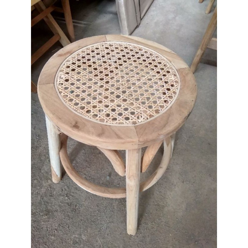 Jual stool rotan/stool kayu/stool minimalis/stool kekinian | Shopee ...