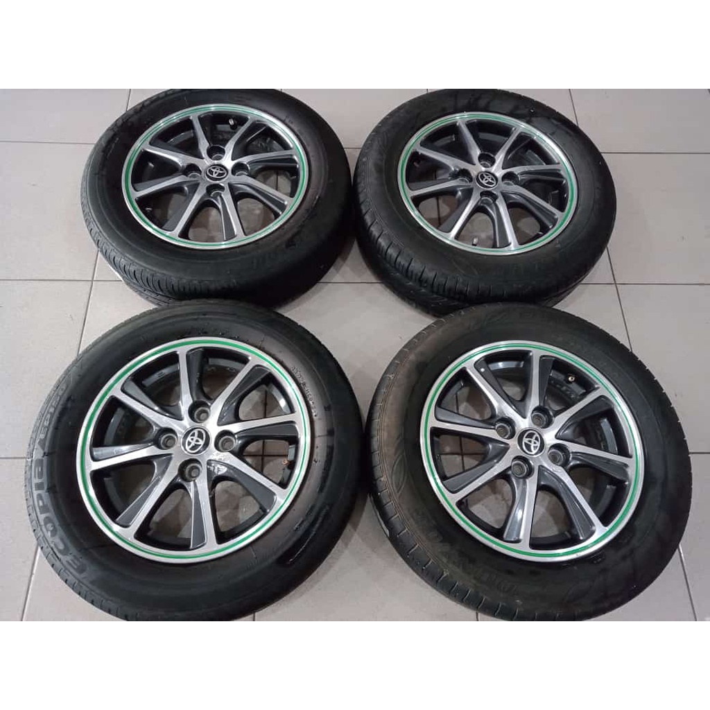 Jual VELG MOBIL SEKEN BEKAS RACING COPOTAN TOYOTA CALYA RING 14 LEBAR 5 PCD 4X100 +Ban Dunlop 2 ...