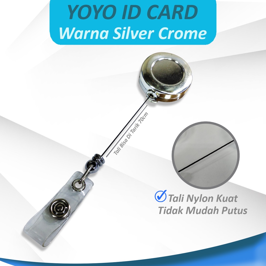 Jual Yoyo ID Card Silver Chrome Gantungan ID Card Name tag | Shopee ...