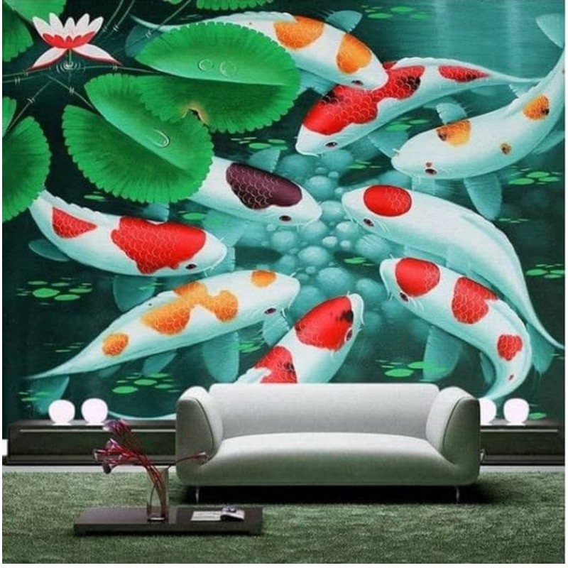 Jual WALLPAPER CUSTOM 3D DINDING MOTIF IKAN KOI2 PREMIUM QUALITY ...
