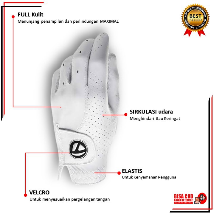 Jual Sarung Tangan GOLF Kulit LEATHER GLOVE pria Warna putih | Shopee Indonesia