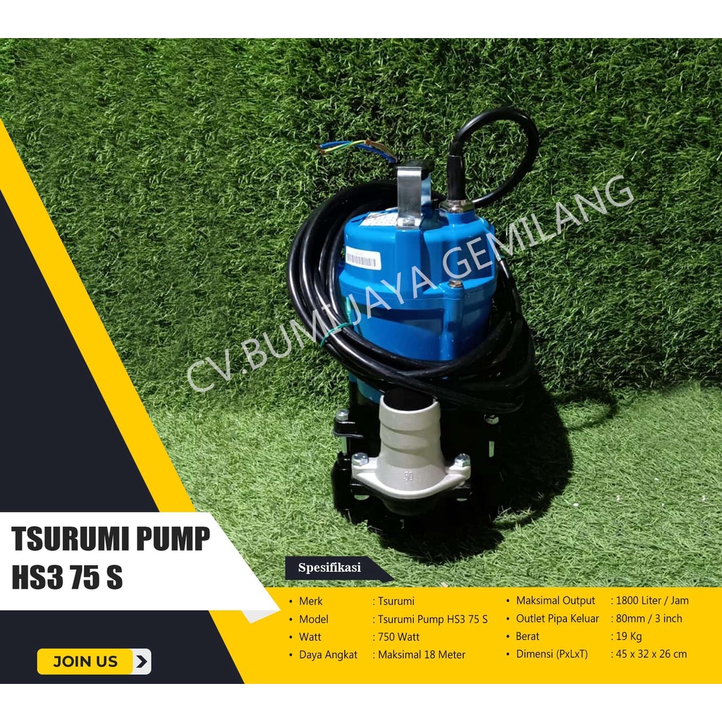 Jual POMPA AIR CELUP / SUBMERSIBLE PUMP TSURUMI HS3,75 S | Shopee Indonesia