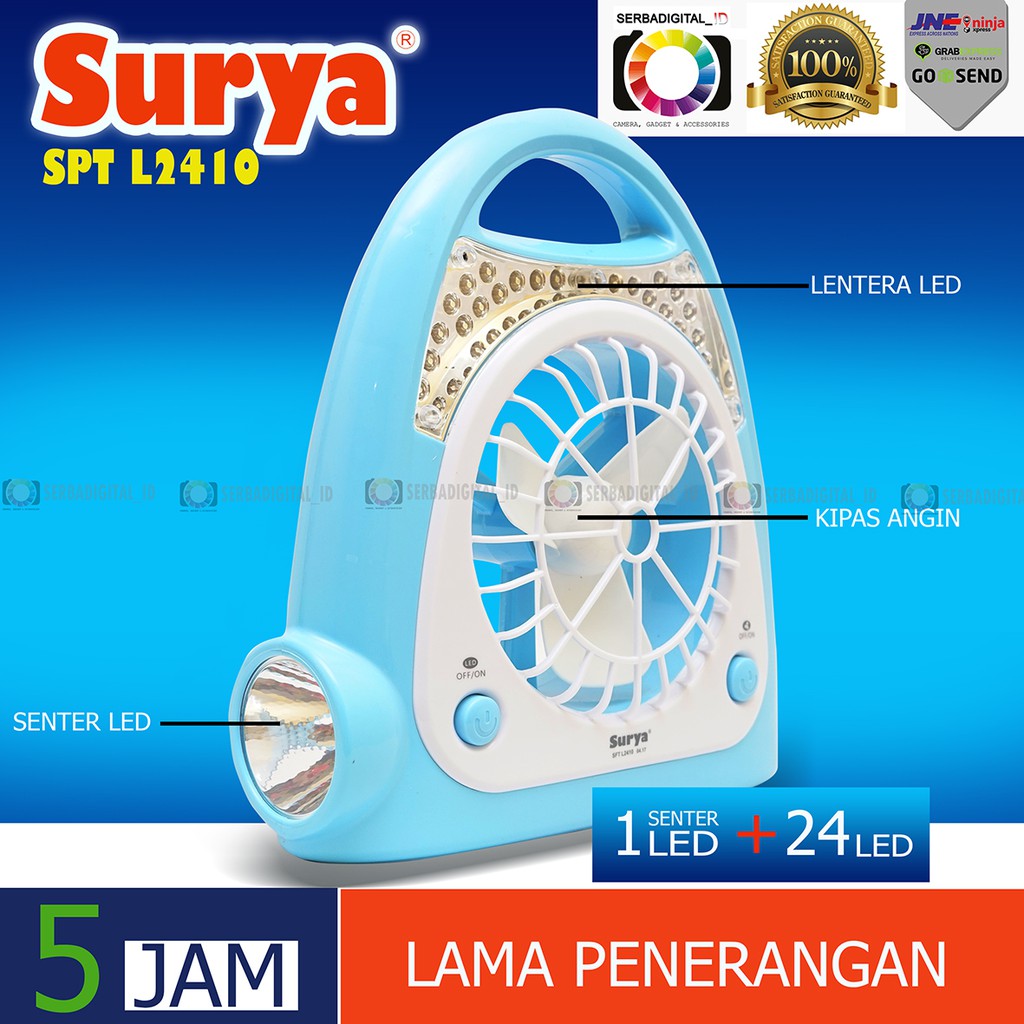 Jual SURYA EMERGENCY KIPAS LED Rechargeable SFT L2410 Kipas dan Lampu ...