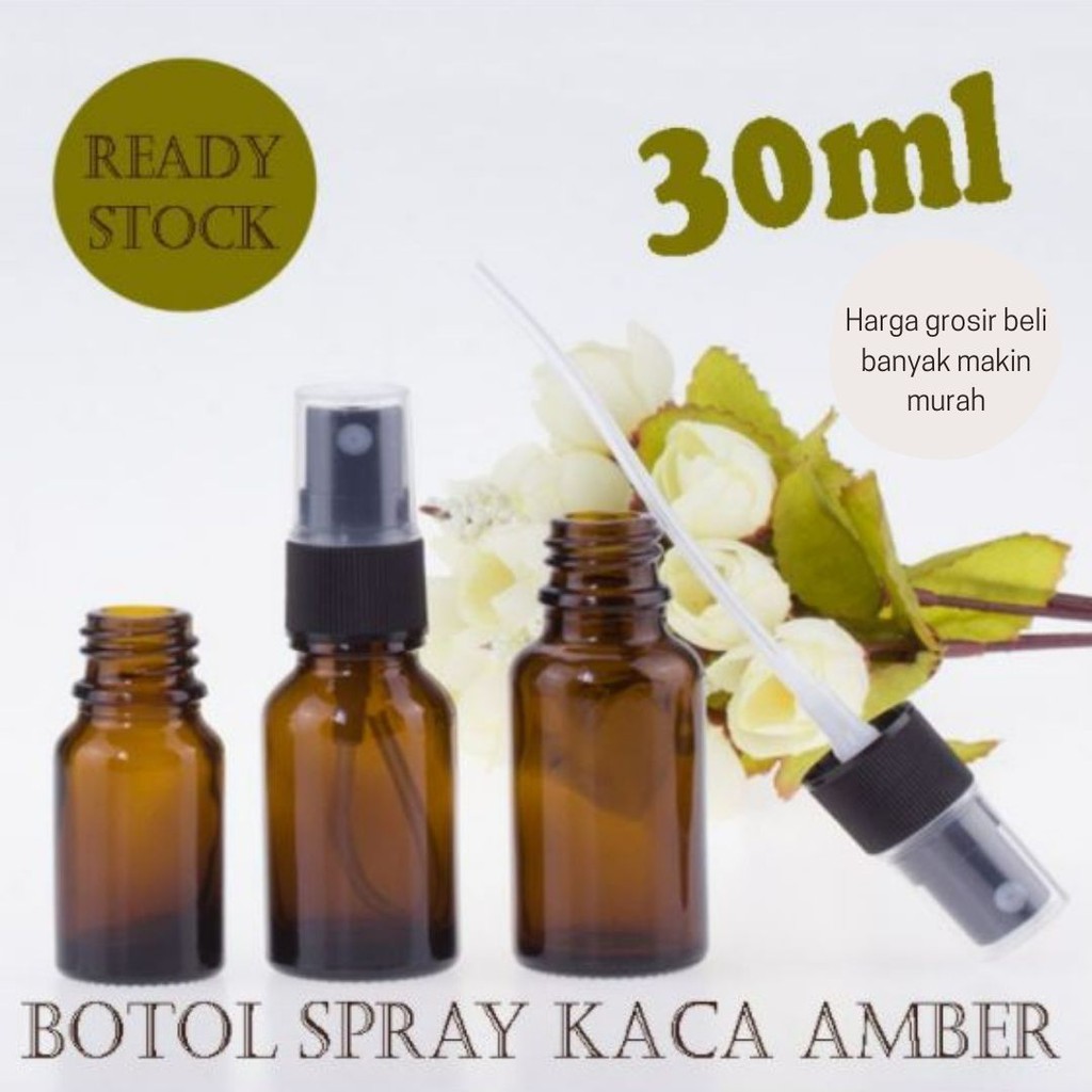 Jual Botol Serum Spray 30ml Sprayer 30 ml Botol Kosmetik Kaca Amber Coklat Refillable Parfum ...