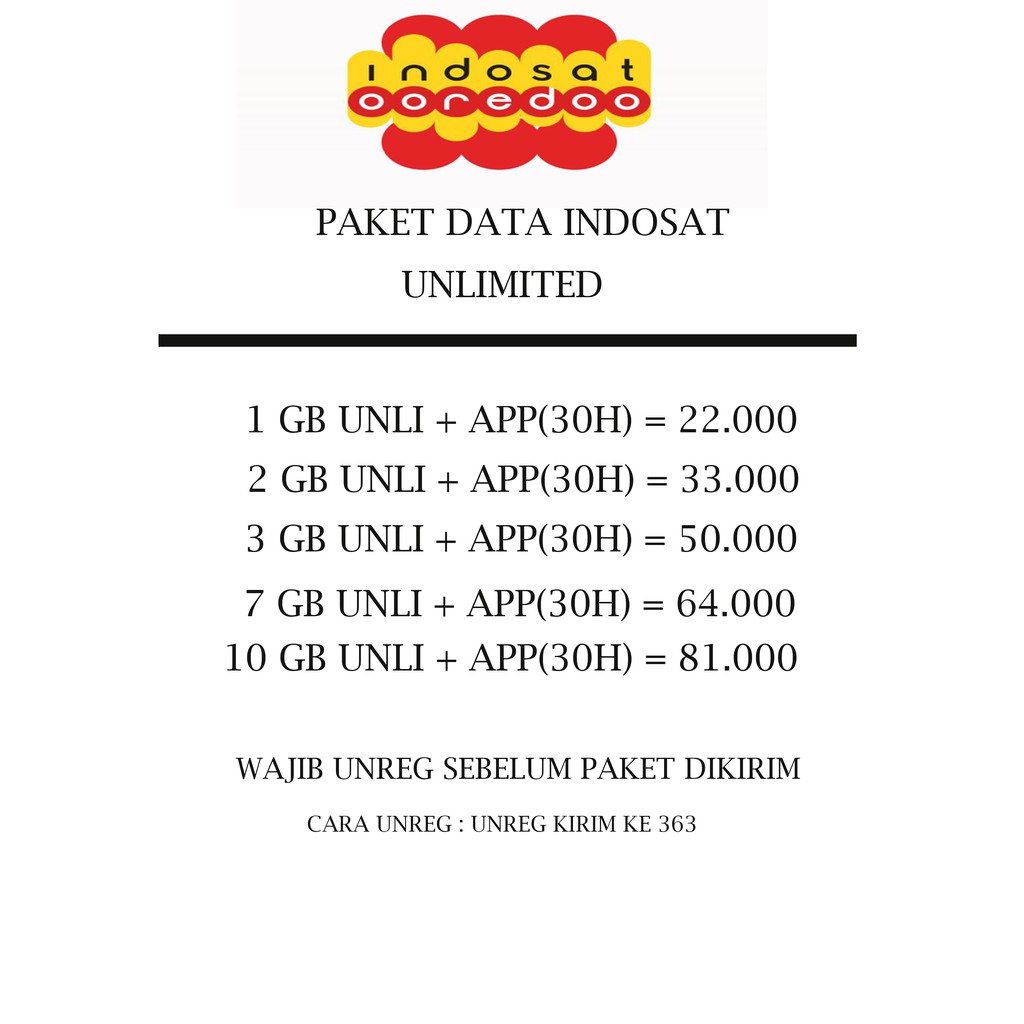 Jual Paket Data Indosat Unlimited Youtube Gift (Wajib Unreg) | Shopee ...