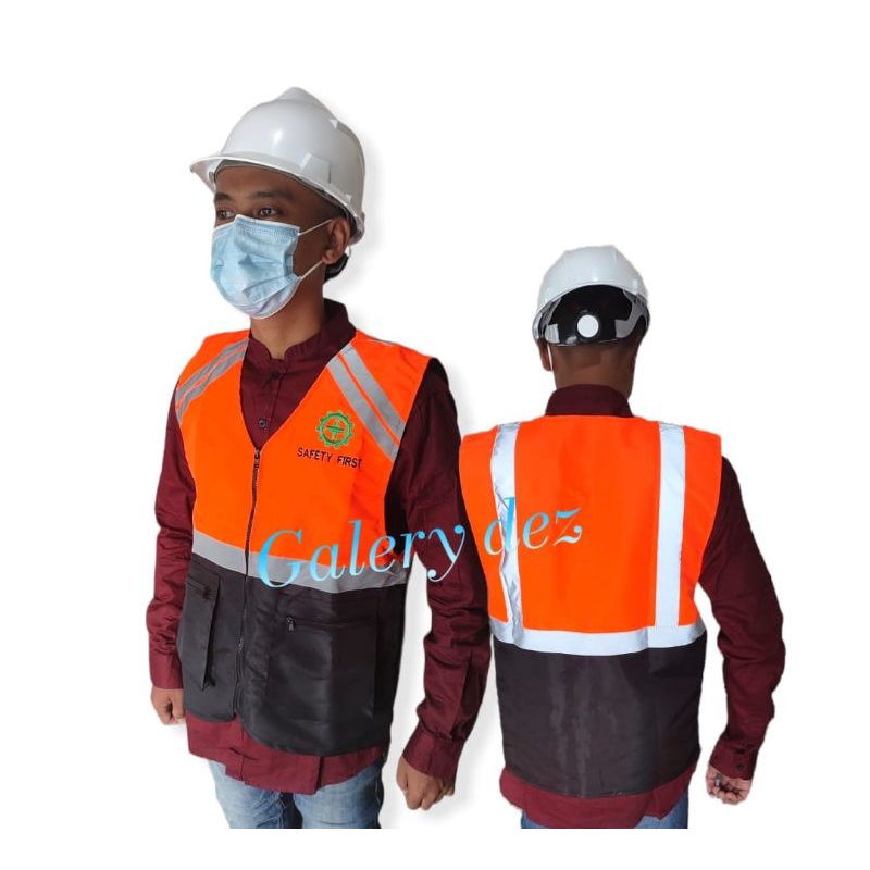 Jual Rompi proyek safety first K3 kerja lapangan orange hitam 002 ...