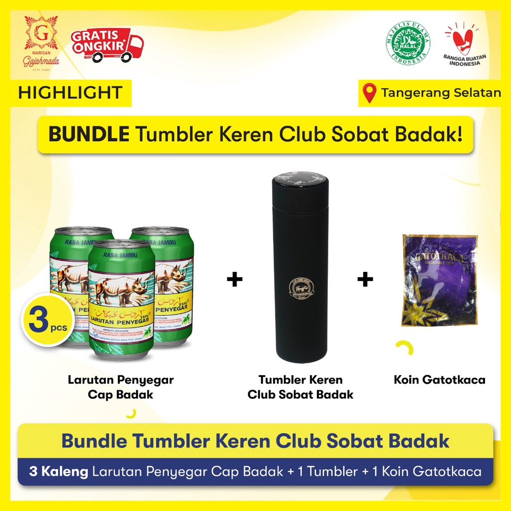 Jual Bundle 3 Kaleng Larutan Penyegar Cap Badak & Tumbler Club Sobat ...