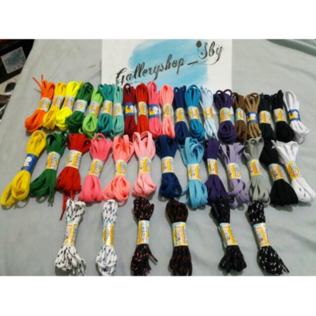 Jual Tali Sepatu Ceper Tebal 100cm Merah Maron Hijau Biru Ungu Kuning ...