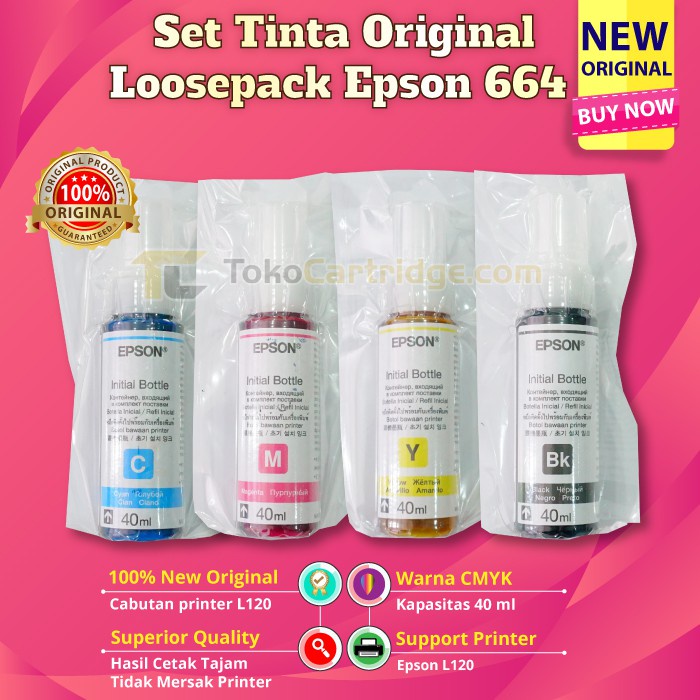 Jual 1SET (4PCS) Tinta Epson 664 For Ink Printer L100 L120 L210 L220 L310 L360 | Shopee Indonesia