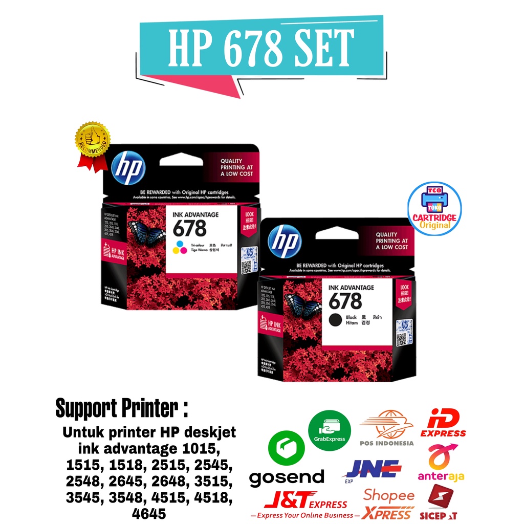 Jual TINTA HP 678 BLACK AND TRI COLOR ORIGINAL INK ADVANTAGE CARTRIDGE ...