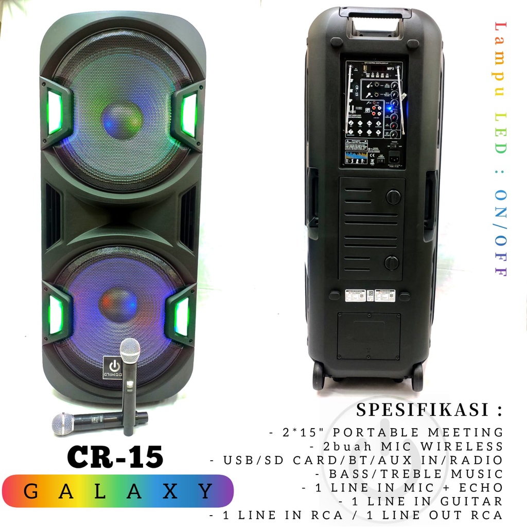 Jual Speaker Portable Crimson CR 15 GALAXY / CR15 GALAXY Bluetooth 15 Inch Original | Shopee ...