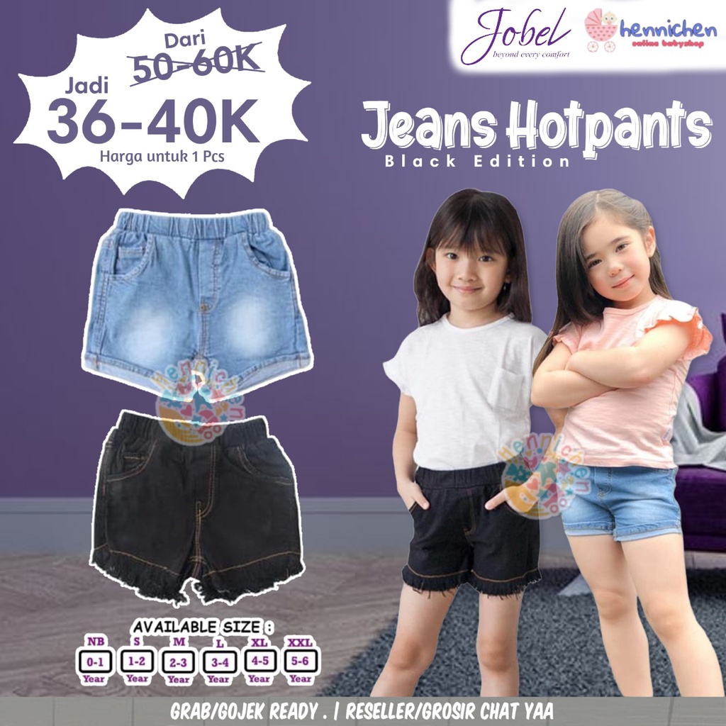 Jual PROMO 1 PCS Jobel Jeans Hotpants Black edition (0 sd 5 tahun) | Shopee Indonesia