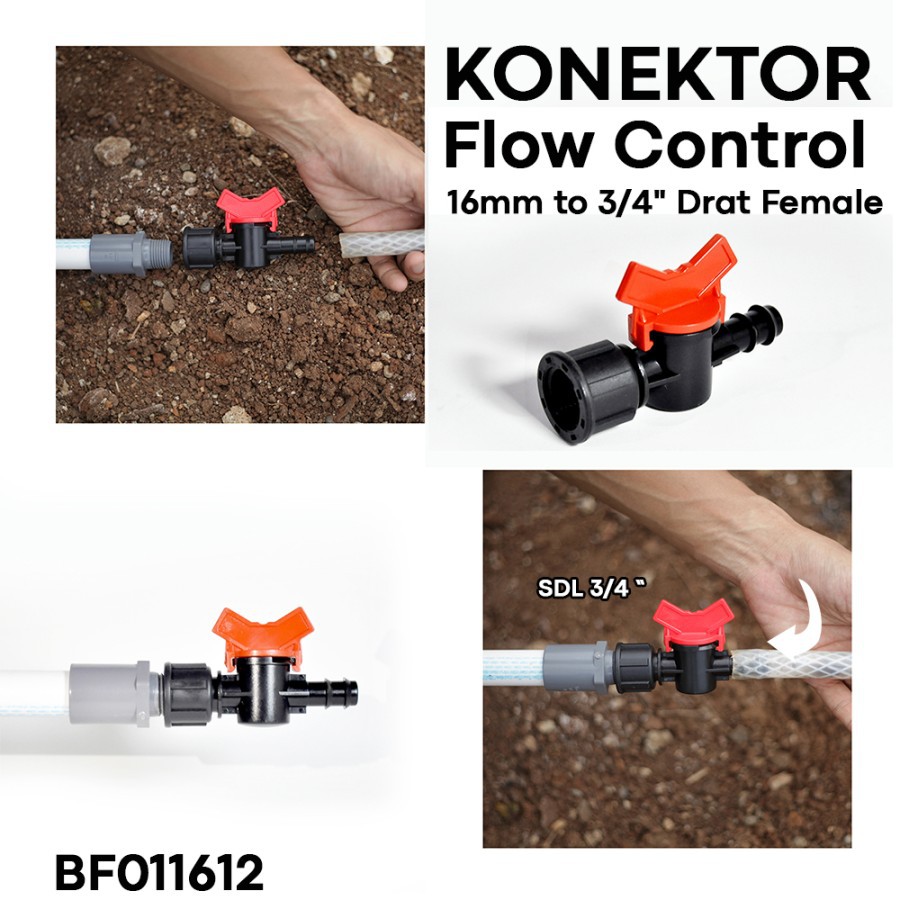 Jual Konektor Flow Control Valve / keran selang 16mm ke 3/4" Drat ...