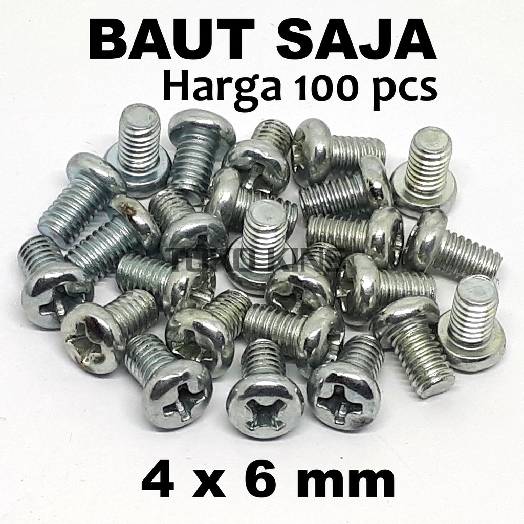 Jual JP M4 x 6 per 100 pcs Baut kepala obeng plus 4mm 4 x 6 mm | Shopee Indonesia
