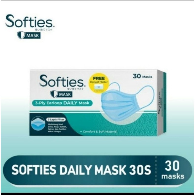Jual Softies Daily Mask 30'S Masker Softies 30 pcs 3 ply Earloop Mask ...