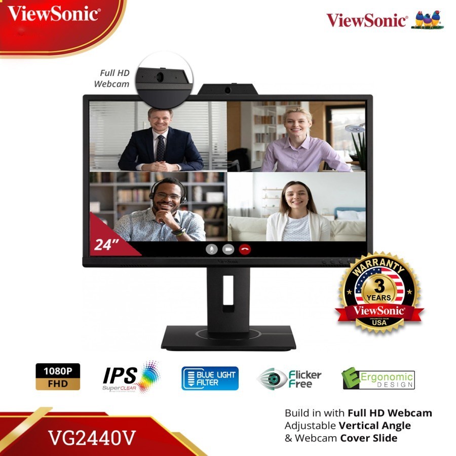 Jual Viewsonic VG2440V 24 Inch Video Conferencing Monitor IPS FHD 60Hz ...