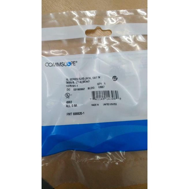 Jual AMP Modular Jack Cat5E SL RJ45 (1375191-6) Almond Blue Black ...