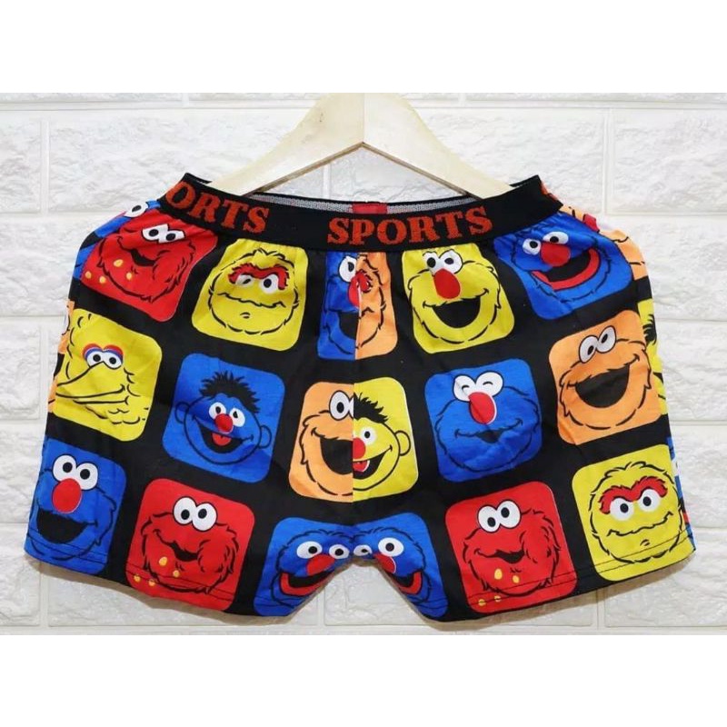 Jual boxer distro pria karakter Elmo kotak | Shopee Indonesia