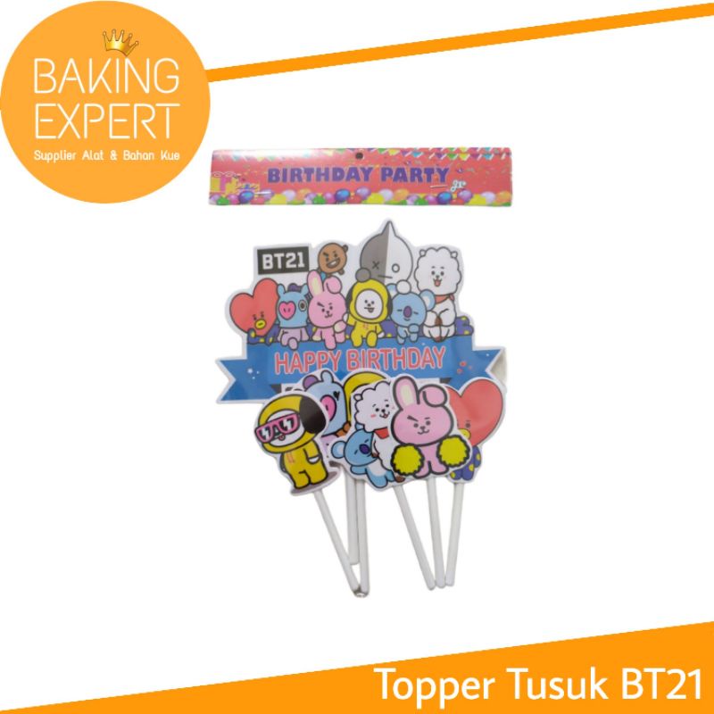 Jual Topper Cake Tusuk Happy Birthday korea toper hiasan kue karakter BT21 BT 21 | Shopee Indonesia