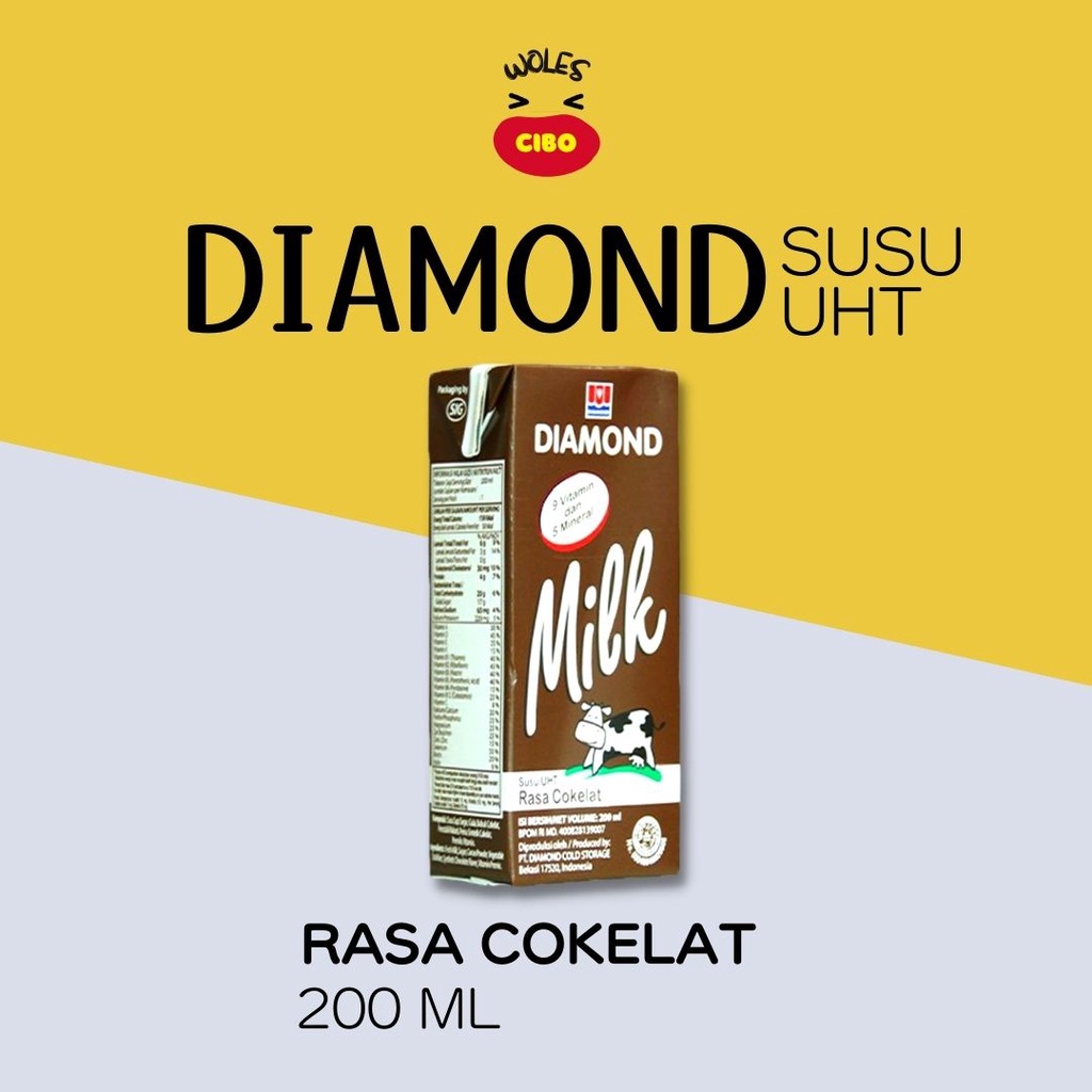 Jual Diamond Susu UHT Milk 200ml Rasa Cokelat / Strawberry / Full Cream | Shopee Indonesia