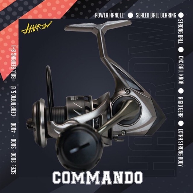 Jual Reel Pancing Harrow Commando 2000, 3000, 4000 Reel Pancing Reel ...