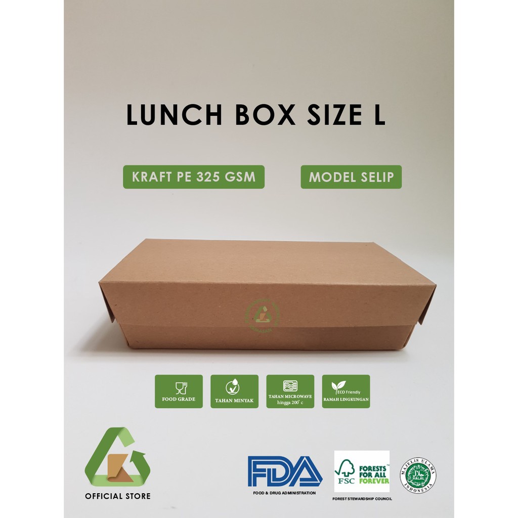 Jual Paper Lunch Box Size S,M,L Model Selip / Box Makanan Kraft (WAJIB ...