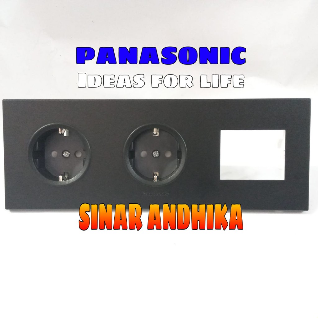 Jual STOP KONTAK DOUBLE (CP) + FRAME SAKLAR HITAM STYLE E PANASONIC ...