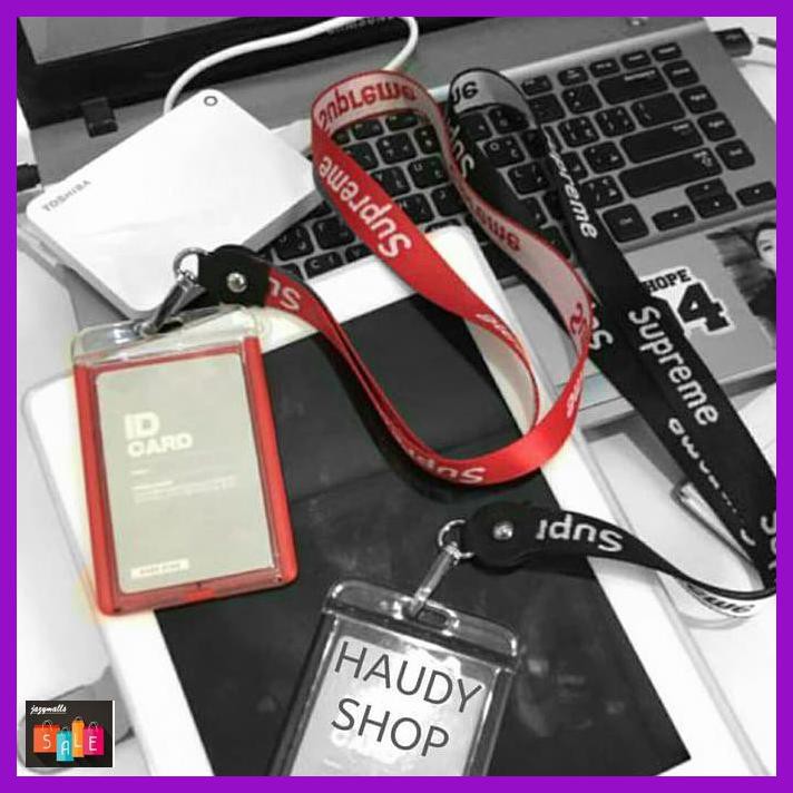 Jual DOCUMENTO- NAME TAG KULIT PU / ID CARD HOLDER SUPREME / GANTUNGAN ...