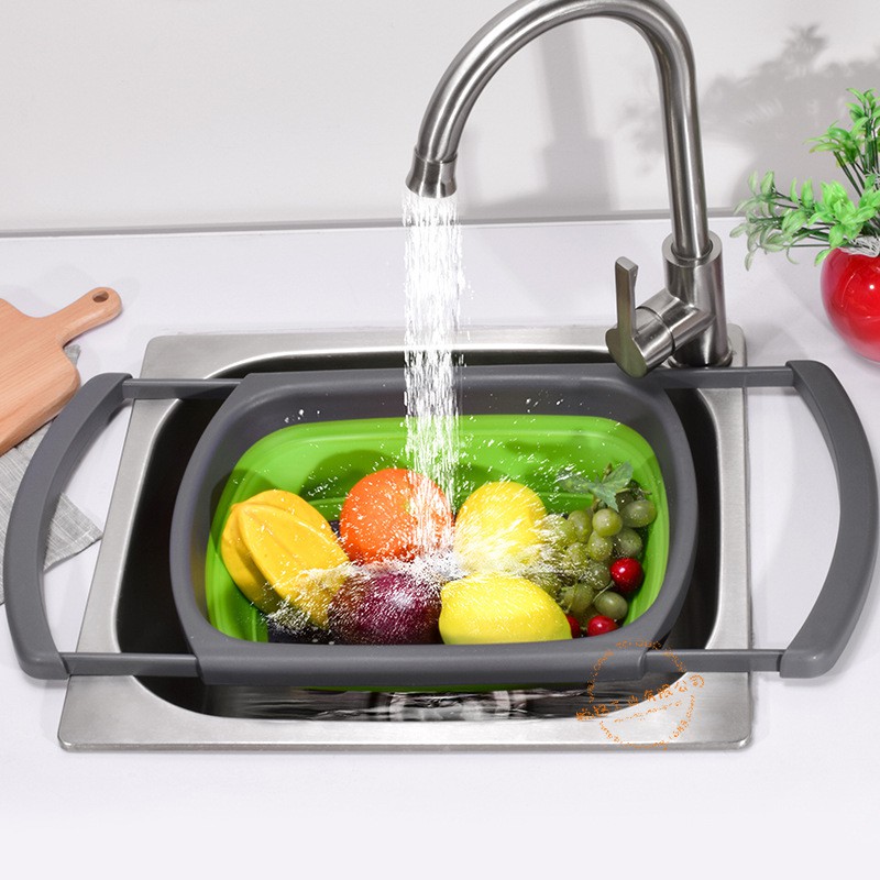 Jual Baskom Lipat Silicone Tempat Peniris Beras Sayuran dan Buah ...