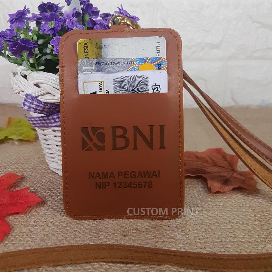 Jual Trend - Name Tag / ID Card Holder kulit Tali Gantungan Custom Nama ...