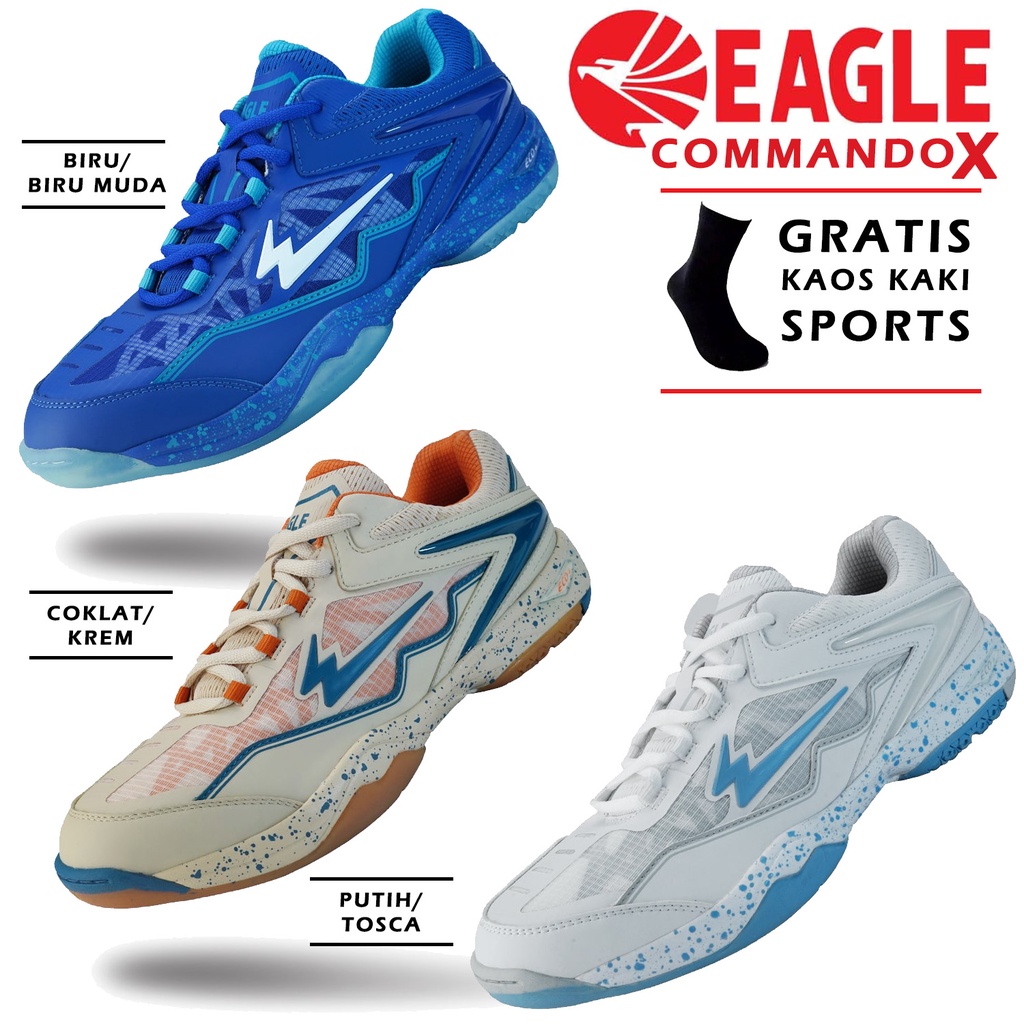 Jual Sepatu Badminton Eagle Commando X Original FREE KAOS KAKI - Sepatu ...