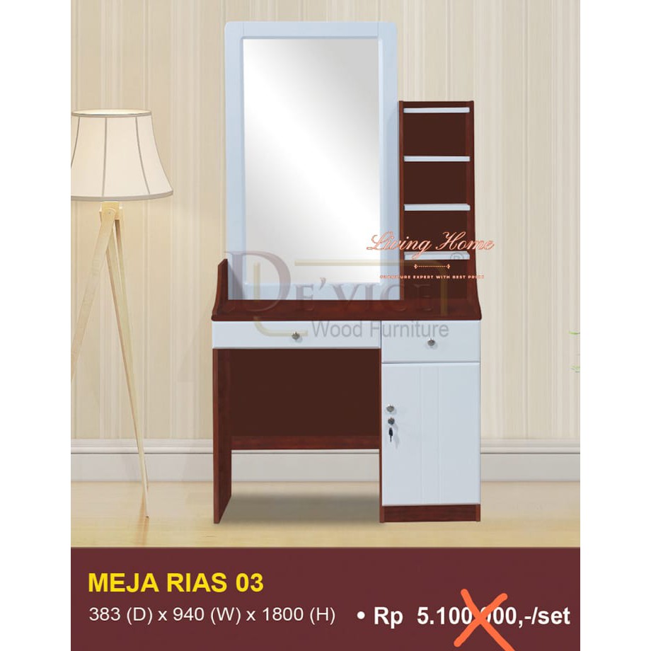 Jual Meja Rias Makeup Device 03 Dark Brown White Dresser Table Meja ...
