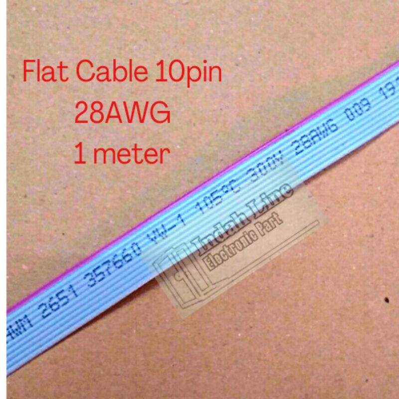 Jual 1 meter Flat cable 10pin 28AWG Cable Data 10 pin kabel pita 10pin ...