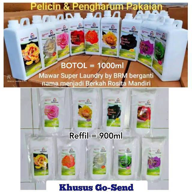 Jual Pewangi Mawar Super Laundry Botol dan Reffil Original BRM - Topron ...