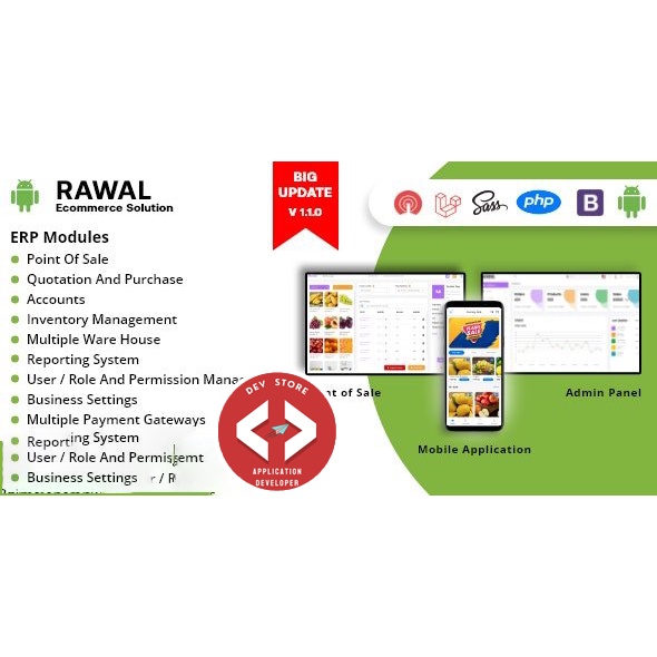 Jual Rawal Android & Laravel Ecommerce Solution dengan POS untuk Merek Bisnis Lokasi Tunggal ...
