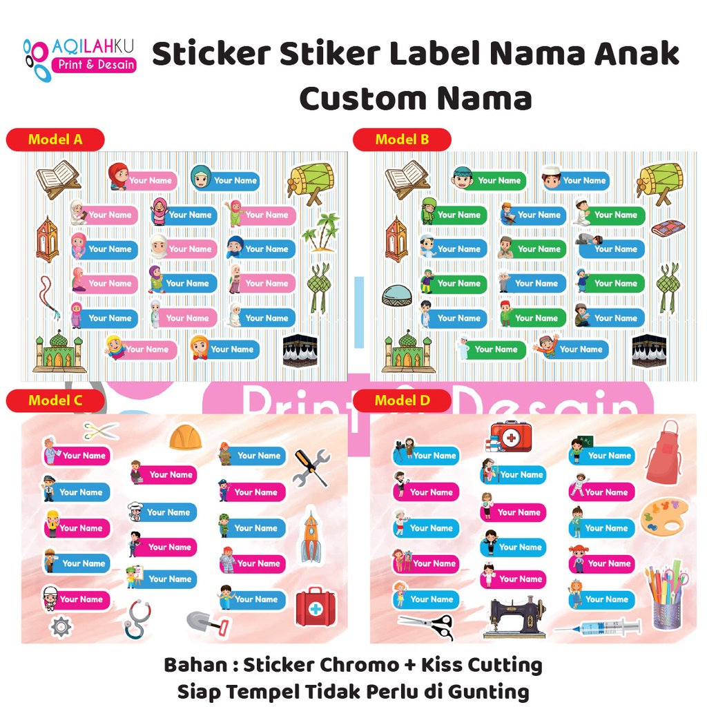 Jual Sticker Stiker Label Nama Anak Custom Nama Karakter | Shopee Indonesia