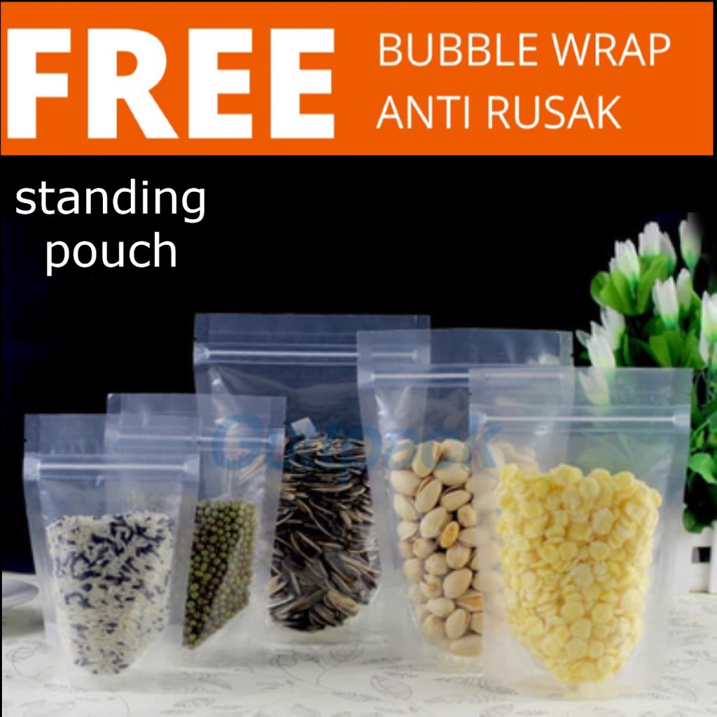 Jual Standing pouch bening isi 50pcs/plastik/kemasan standing pounch ...