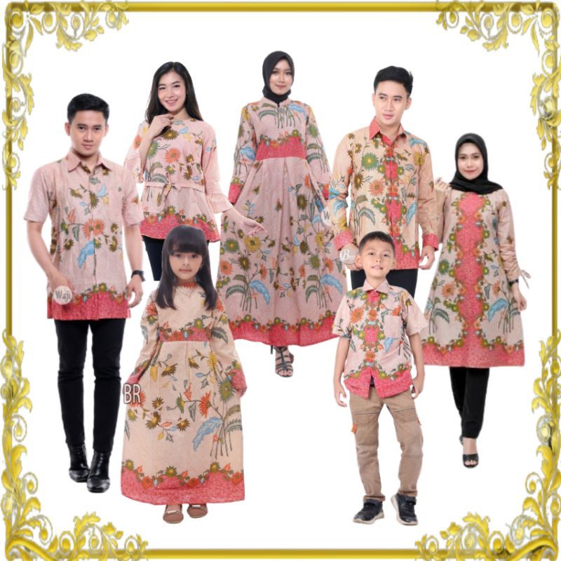 Jual BAJU BATIK COUPLE KELUARGA TERLENGKAP MOTIF KEMBANG SETAMAN / BAJU ...