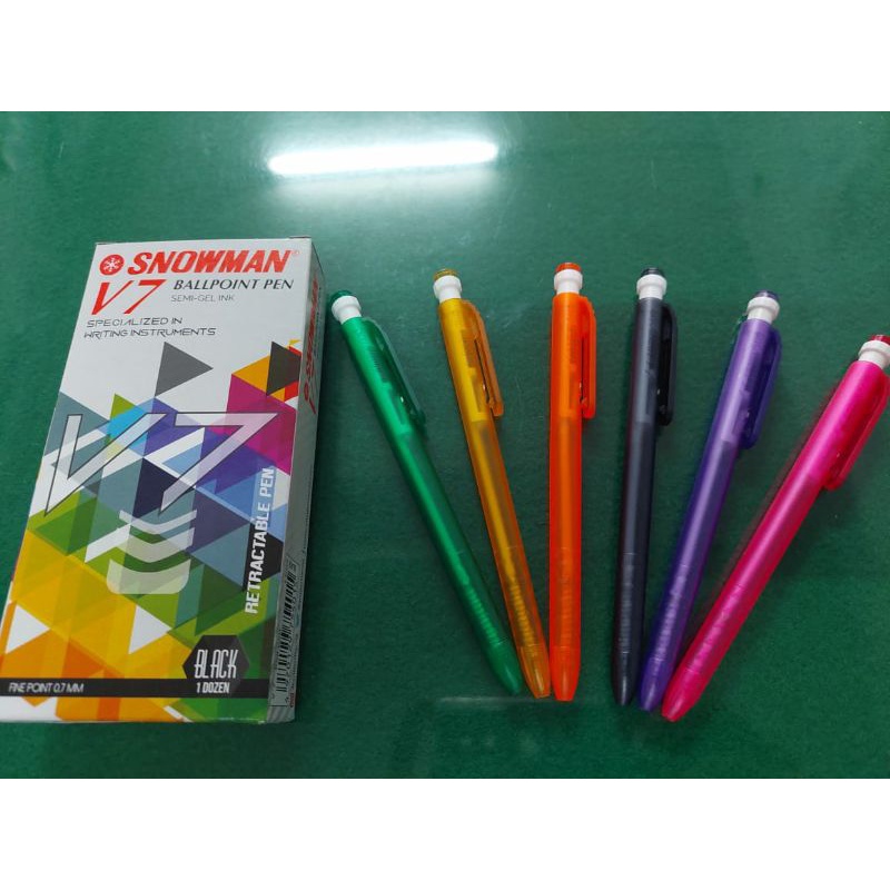 Jual [LUSIN /12 PCS] PULPEN SNOWMAN V-7 HITAM (1 LUSIN) BERKUALITAS ...