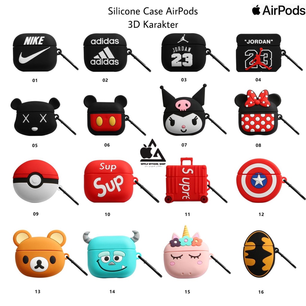 Jual SILIKON CASE 3D LUCU KEREN APPLE AIRPODS GEN 1 2 3 PRO MOTIF ...