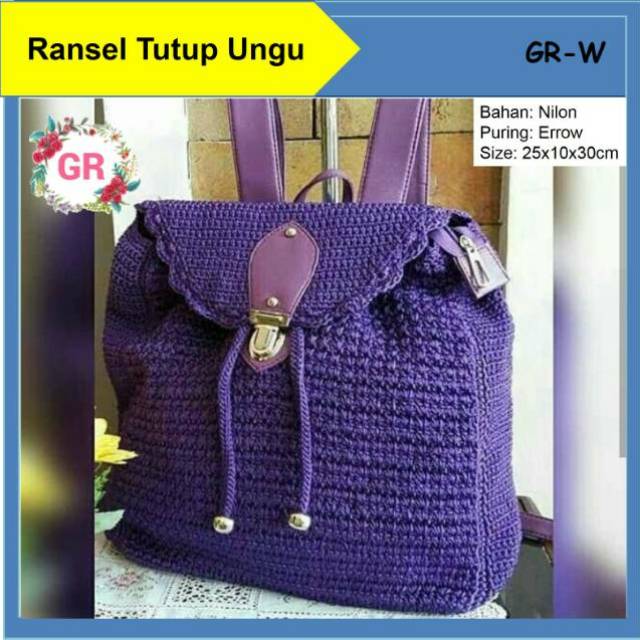 Jual Tas Rajut Ransel Tutup Full Nilon Punggung Backpack Fashion Serut ...