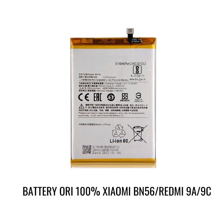 Jual BATTERY ORI 100% XIAOMI BN56 / REDMI 9A / REDMI 9C | Shopee Indonesia