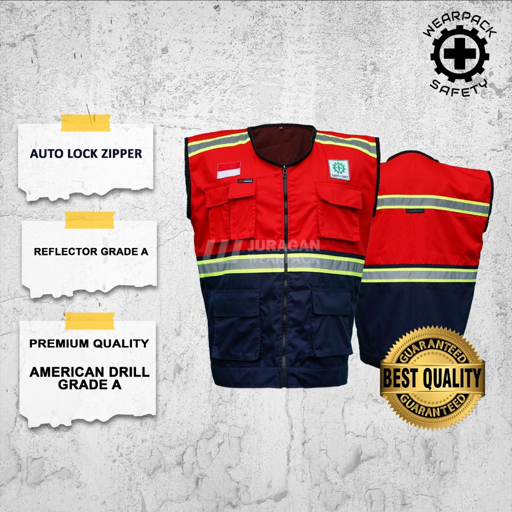 Jual Rompi HSE / Rompi K3 Warna Merah Kombinasi Biru Navy | Shopee ...